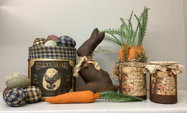 9 Primitive Chocolate Bunny Easter Decoration grungy | Etsy