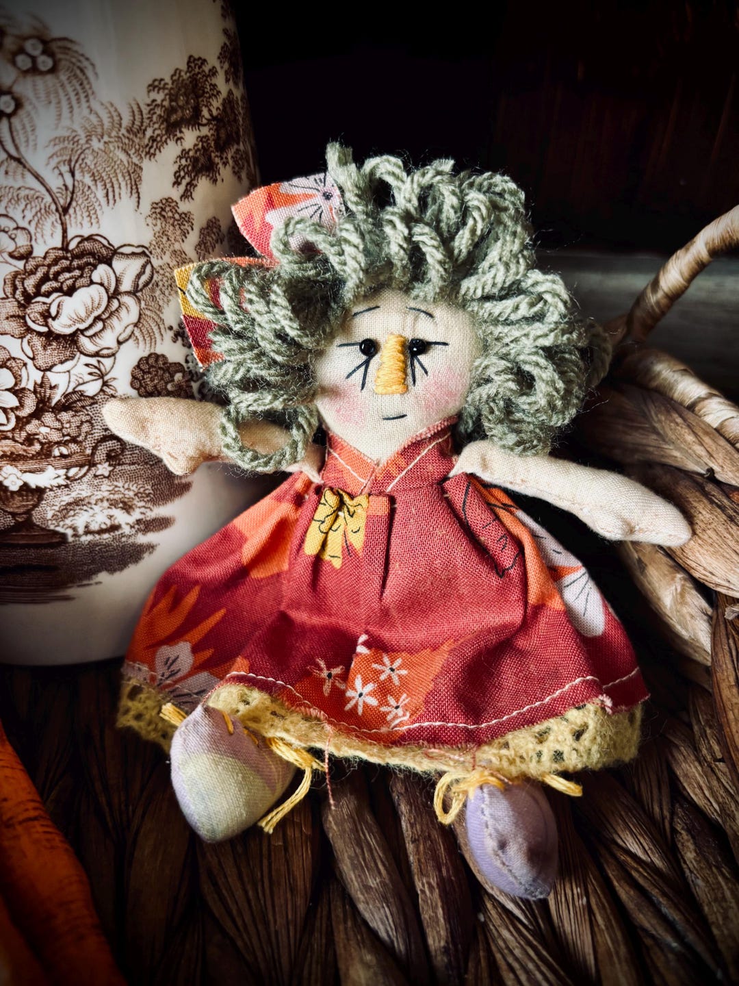 Mini Raggedy Ann Doll ~ Fabric Doll ~ Primitive Doll ~ Farmhouse Decor ...