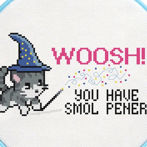 Woosh You Have Smol Pener Kitty Cat Meme Subversive Cross - Etsy