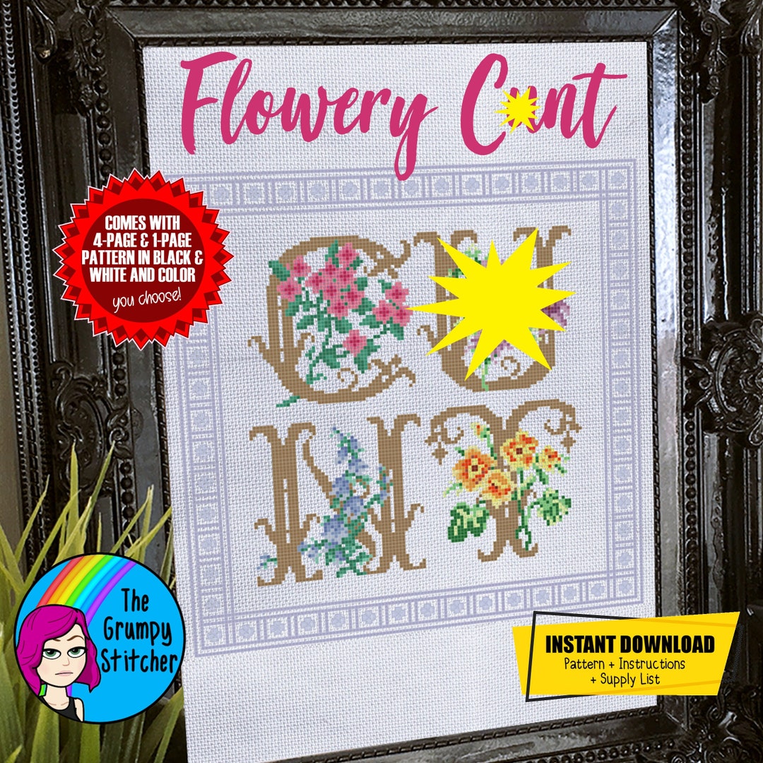Flowery Cnt Subversive Cross Stitch Pattern - Etsy