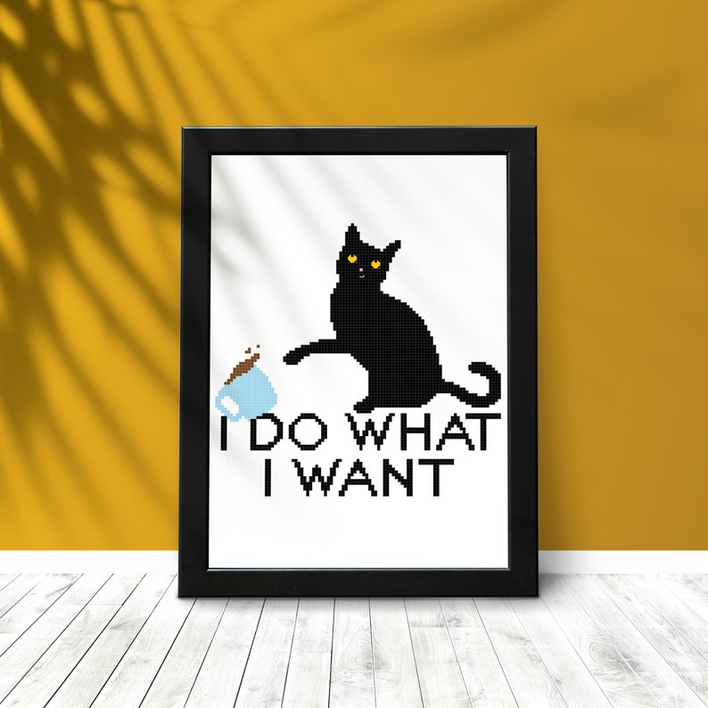 I Do What I Want Defiant Cat Cross Stitch Pattern - Etsy