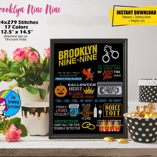 Brooklyn 99 Fan Infographic Quotes Cross Stitch Pattern - Etsy