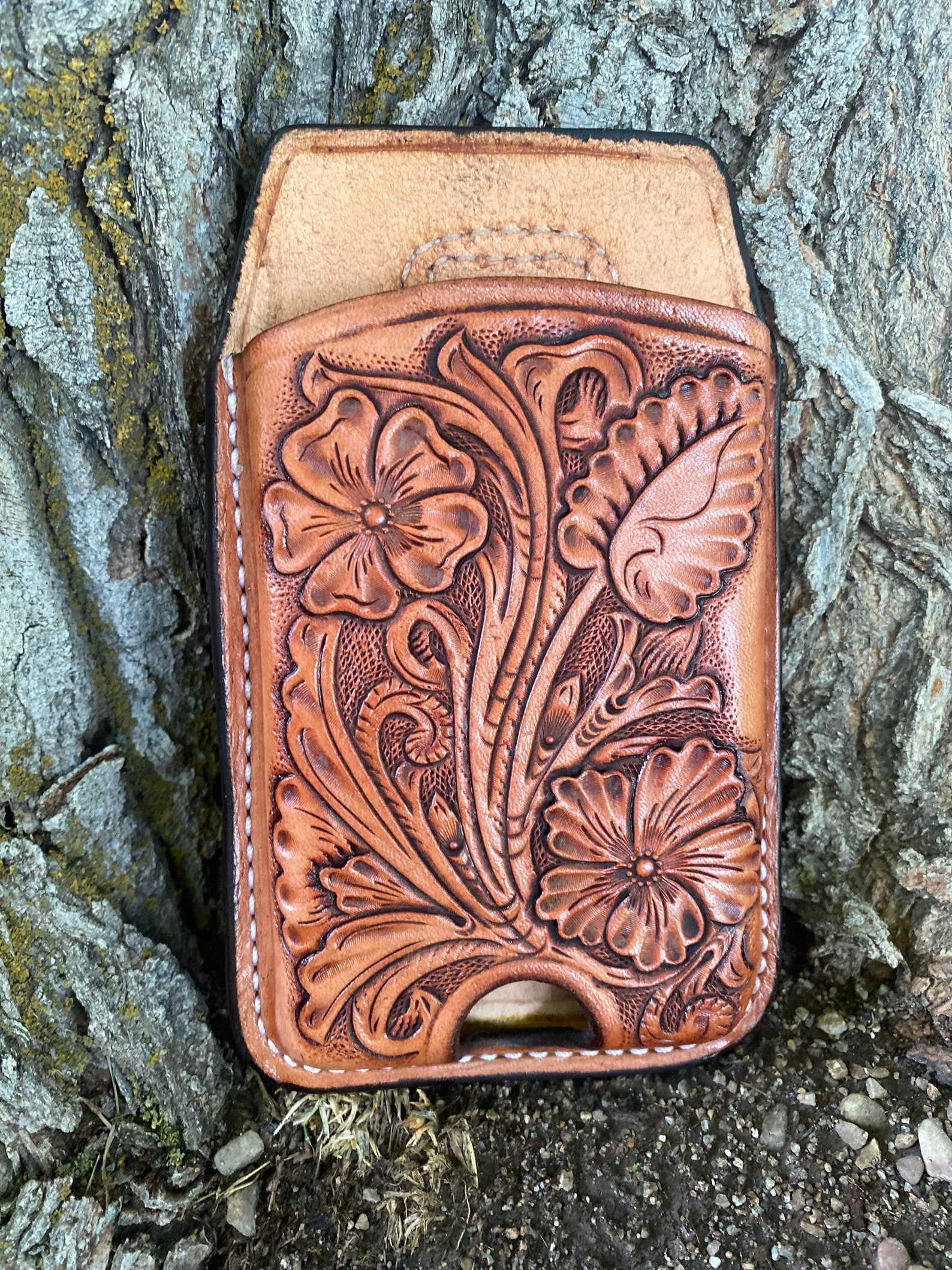 Leather Hand Tooled Cell Phone Case Western Floral - Etsy