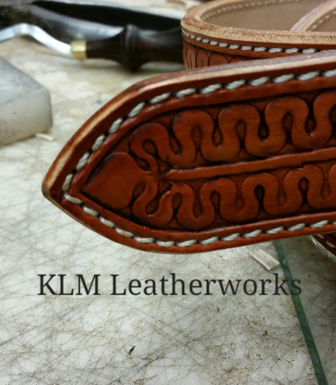 Hand Tooled Leather Belt Serpentine Belt Leather Belt | Etsy