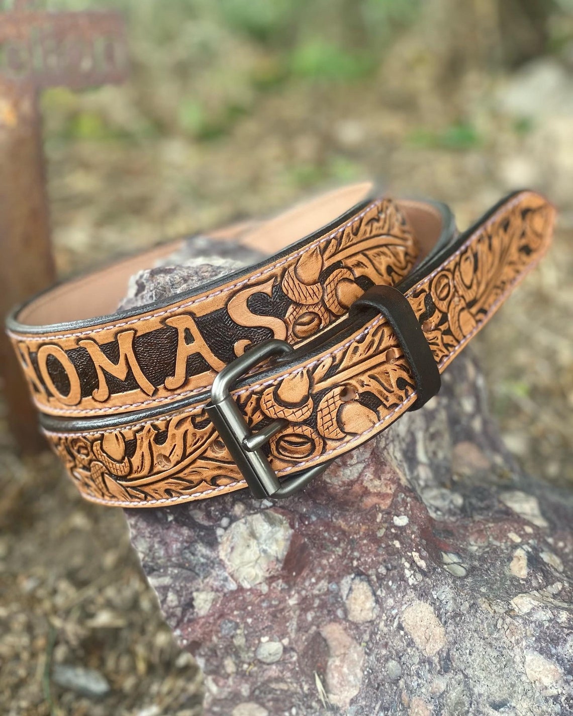 Oak Leaf and Acorn Leather Belt - Etsy