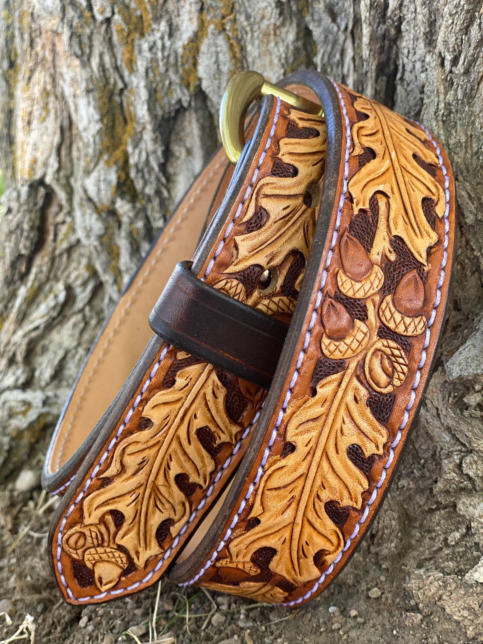 Oak Leaf and Acorn Leather Belt - Etsy
