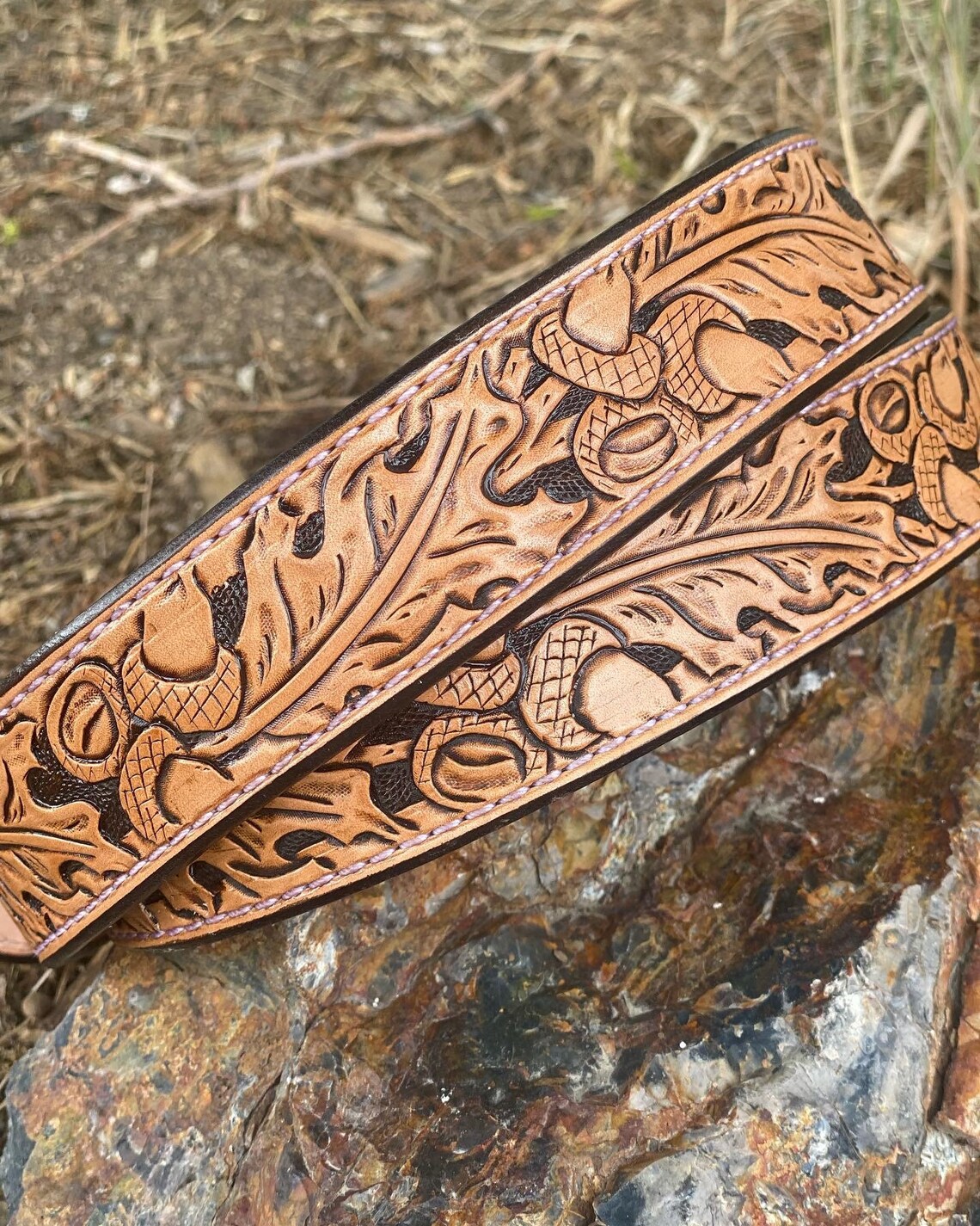 Oak Leaf and Acorn Leather Belt - Etsy