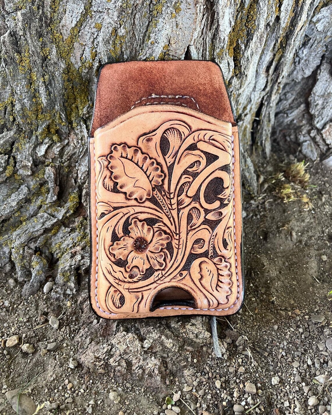 Leather Hand Tooled Cell Phone Case Western Floral - Etsy