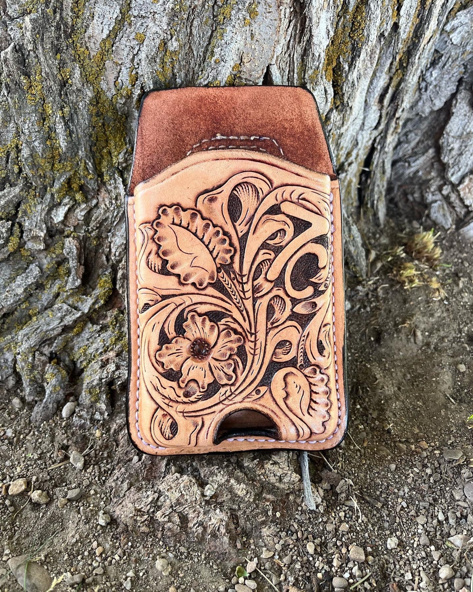 Leather Hand Tooled Cell Phone Case - Western Floral - Etsy