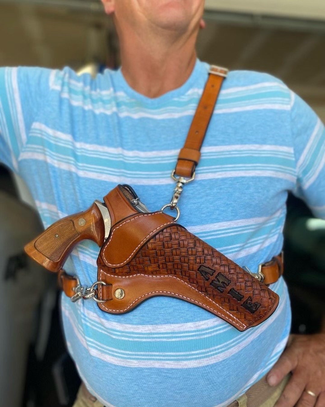 Leather Chest Holster - Leather Chest Rig - Revolver Chest Holster ...