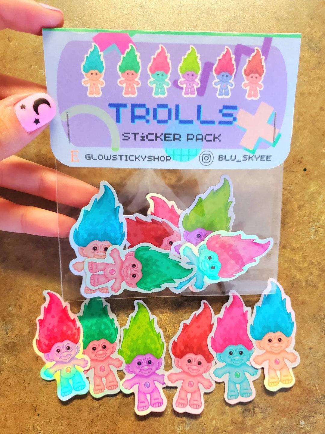 Trolls Sticker Pack 6 Holographic Stickers Vinyl Stickers - Etsy