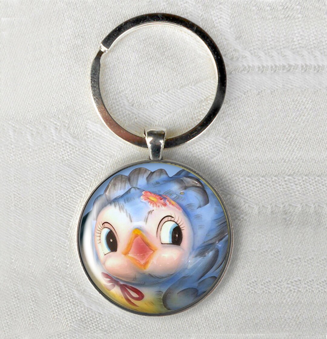 Lefton Bluebird Keychain, Lefton Keyring, Vintage Style Birthday Gift ...
