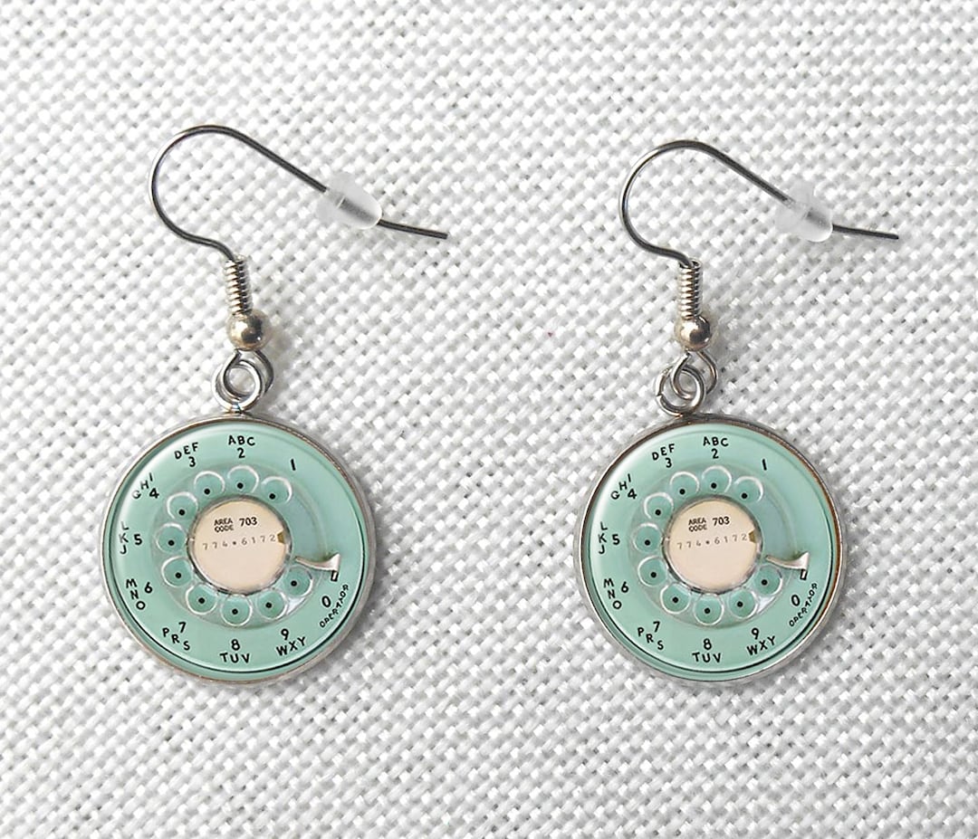 Turquoise Rotary Phone Earrings, 18mm Steel, Mid Century Modern - Etsy