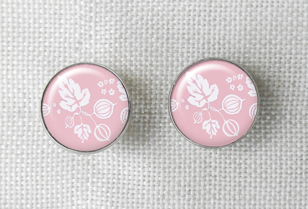 Pyrex Pink Gooseberry Pattern Steel Post 18mm Earrings, Pyrex Collector ...