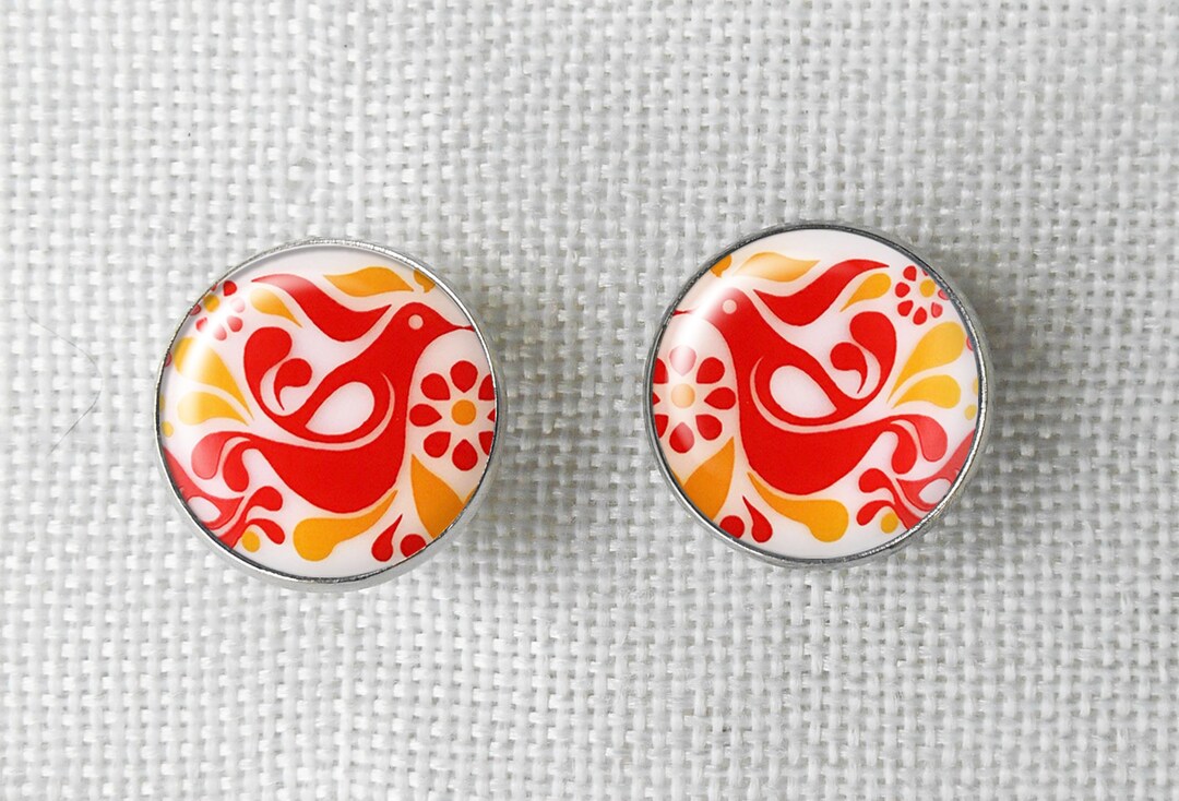 Pyrex Friendship Pattern 18mm Steel Post Earrings, December Birthdays ...