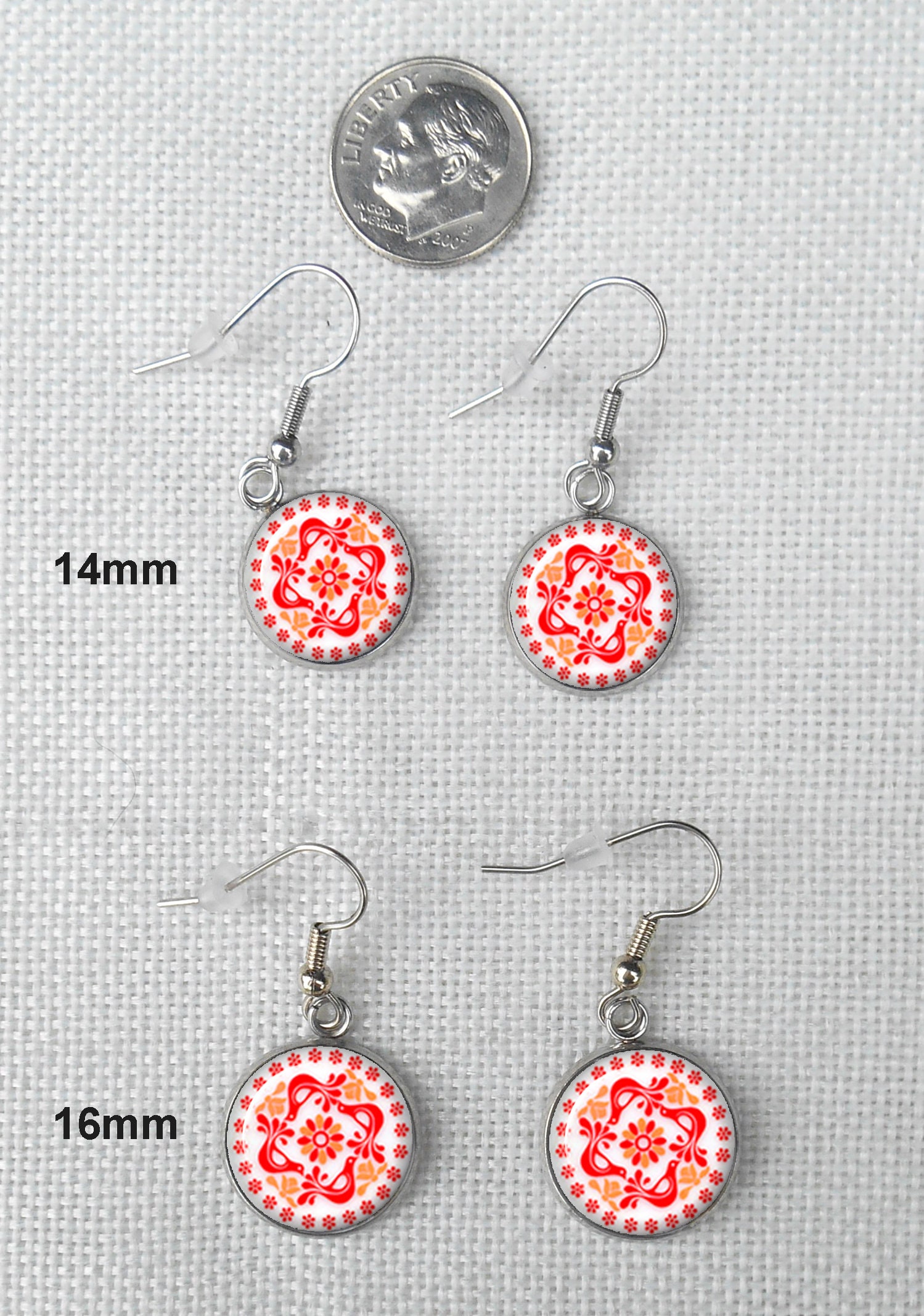 Pyrex Friendship Pattern Earrings, Red Dangle, Surgical Steel - Etsy