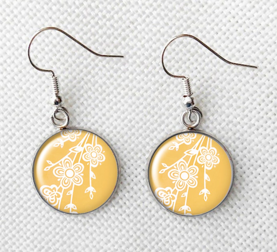 Pyrex Golden Butterfly Dangle 18mm Earrings, Stainless Steel, Mod Style ...