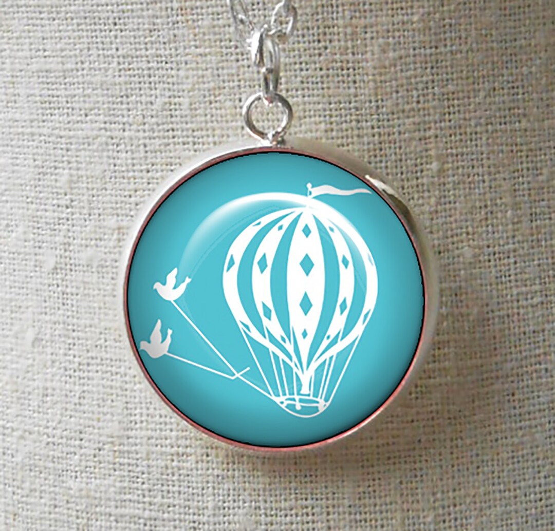 Pyrex Balloon Pattern Silver Necklace, Birthday Gift Ideas, Blue ...