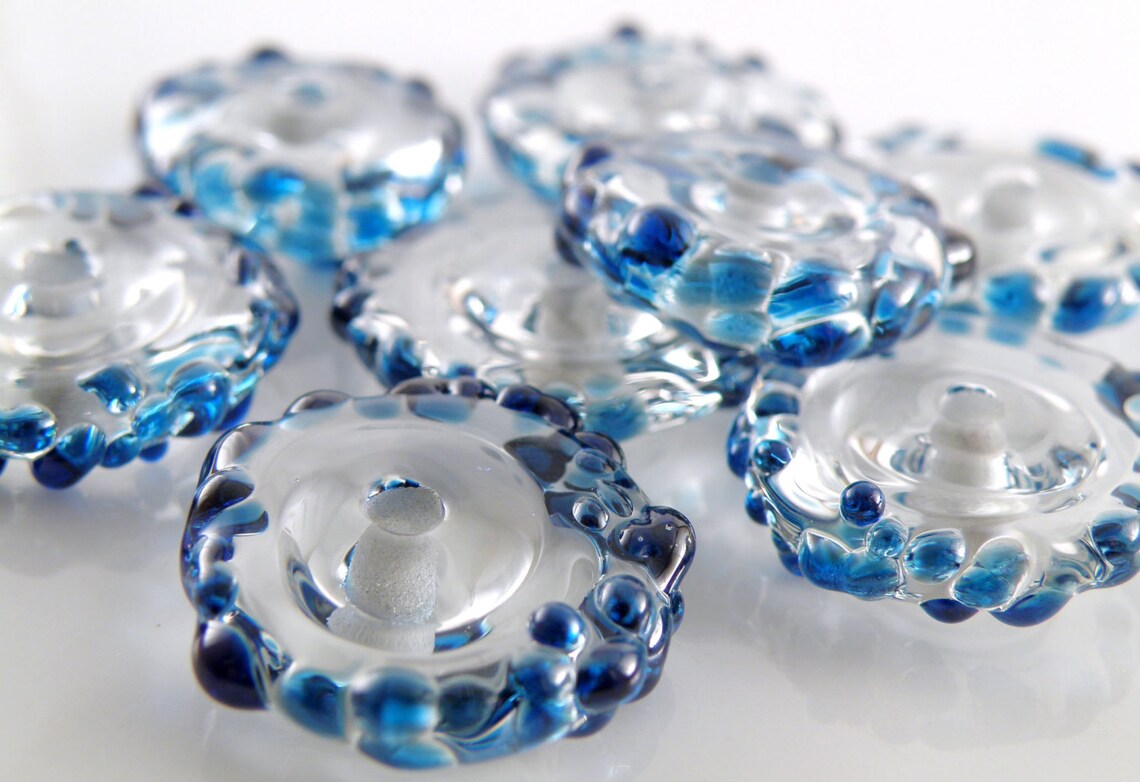 Sapphire Discs SRA Lampwork Handmade Artisan Glass Disc Beads | Etsy