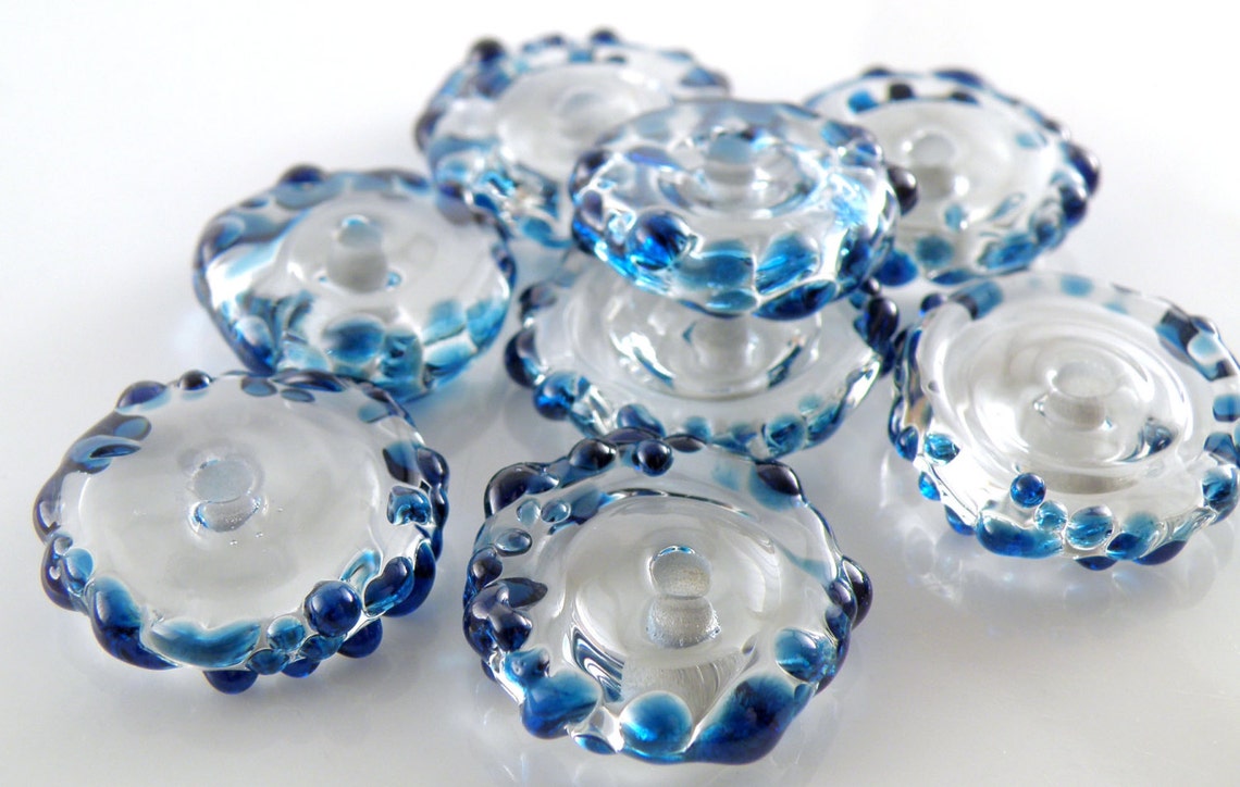 Sapphire Discs SRA Lampwork Handmade Artisan Glass Disc Beads | Etsy