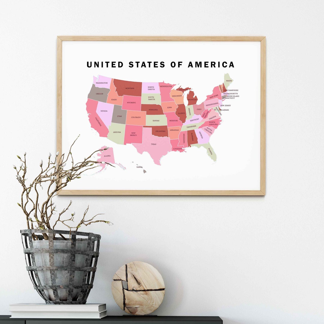US Map Poster US Map Wall Art Map of USA Map - Etsy