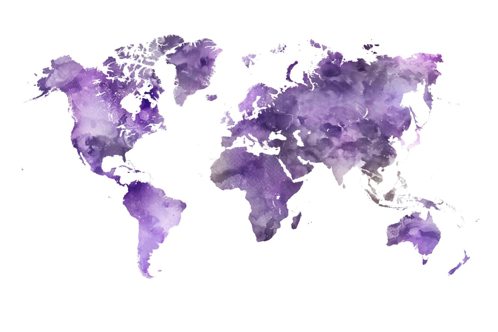 Lavender World Map Lilac World Map Lavender and Lilac wall | Etsy