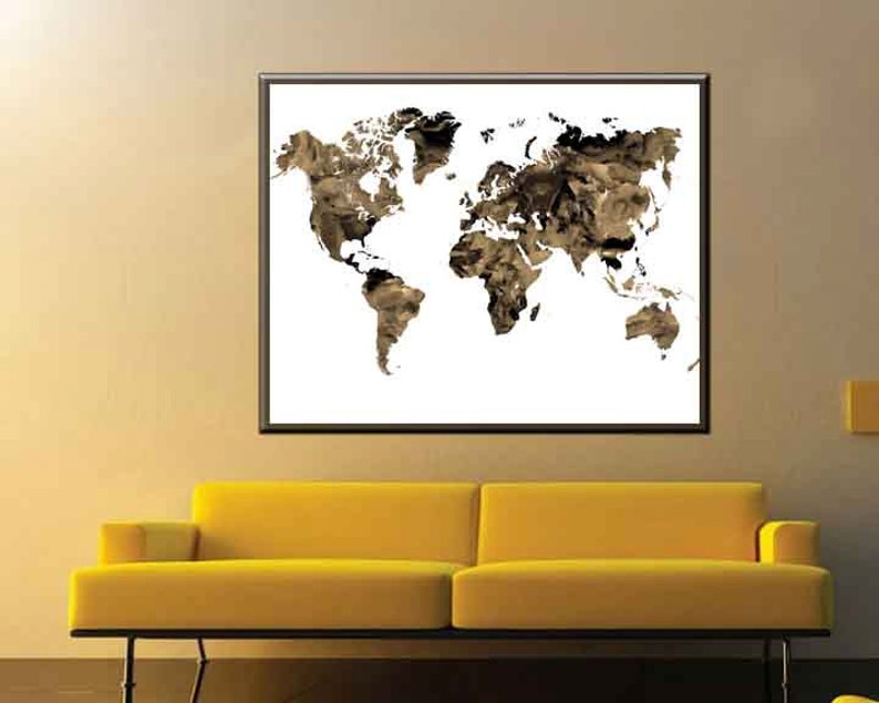 Large A2 World Map Modern World Map Wall Art Map Art Sepia - Etsy Australia