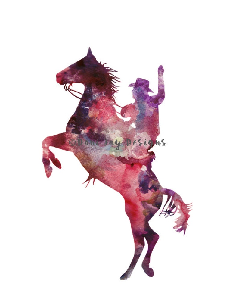 Rodeo Rider Rodeo Art Colorful Watercolor Cowboy Printable - Etsy