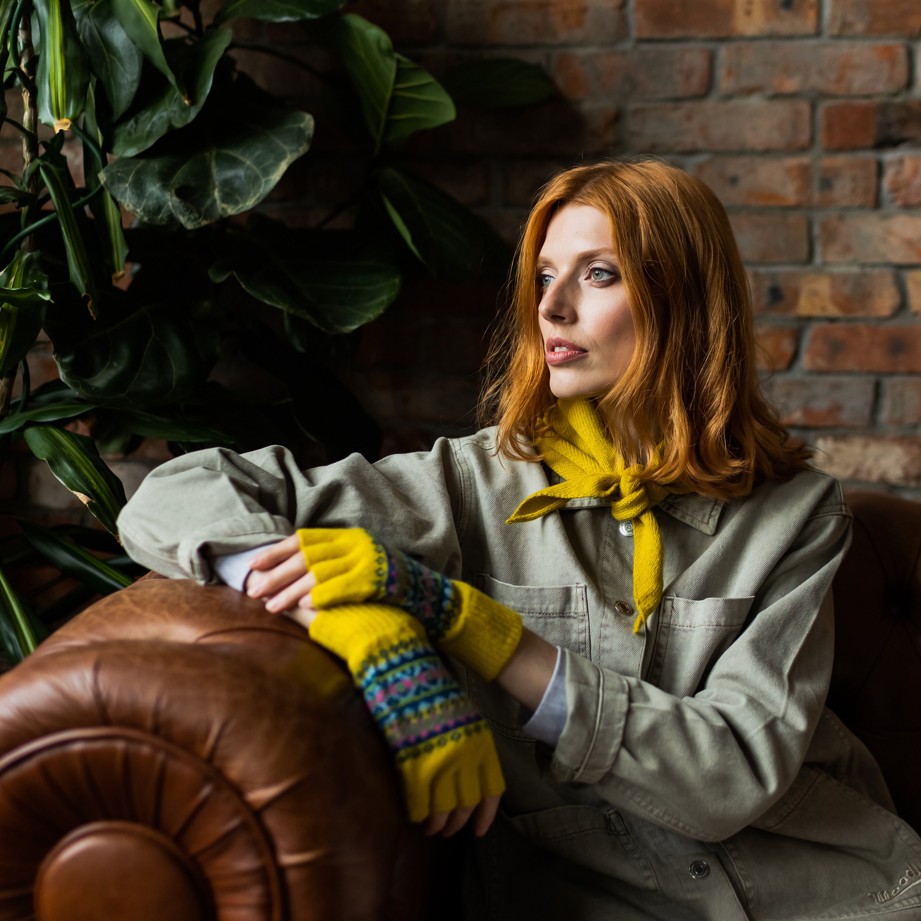 Yellow Fair Isle Style Half Finger Gloves, Woollen Gloves - Etsy