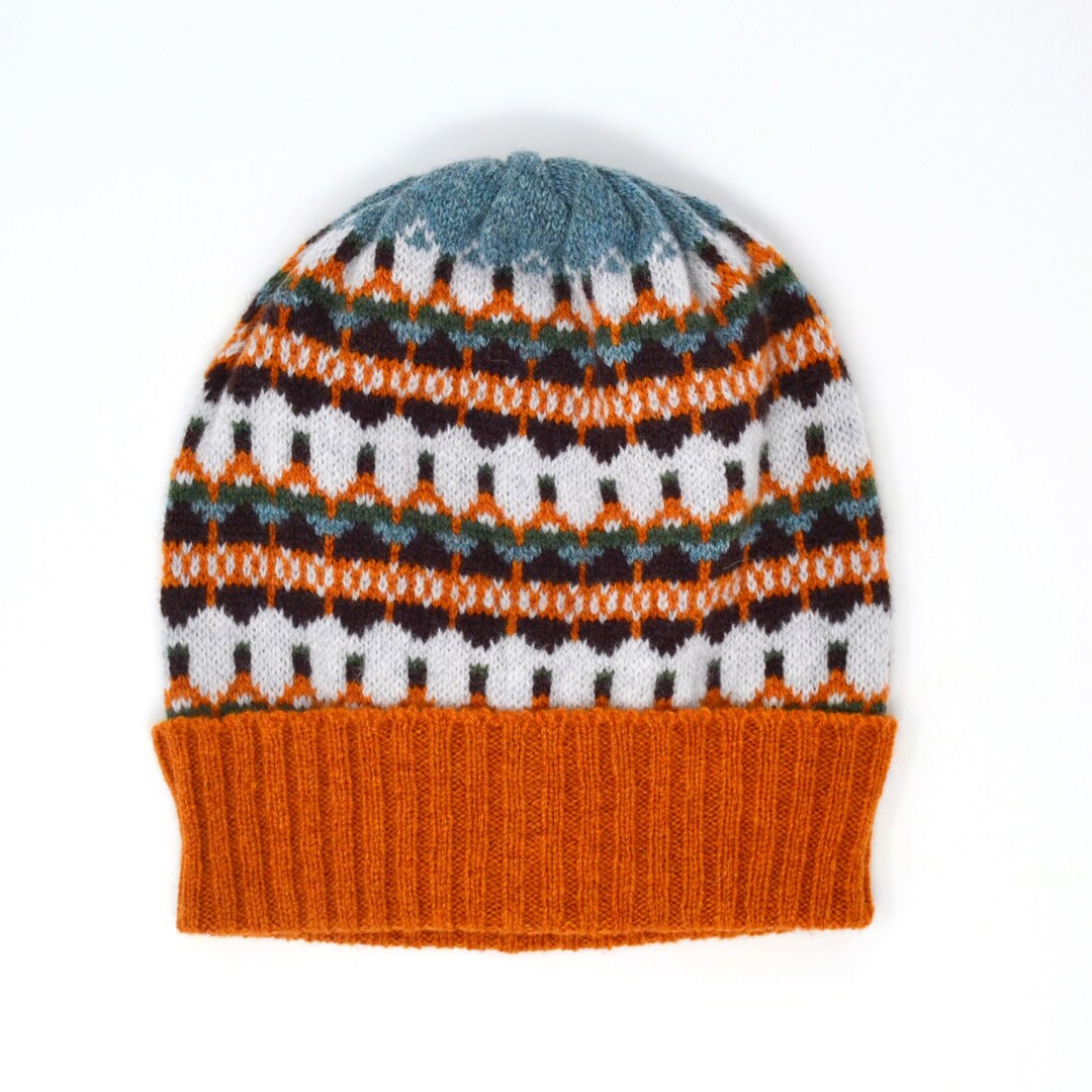 Rust Brown Fair Isle Hat , Lambswool Unisex Hat - Etsy