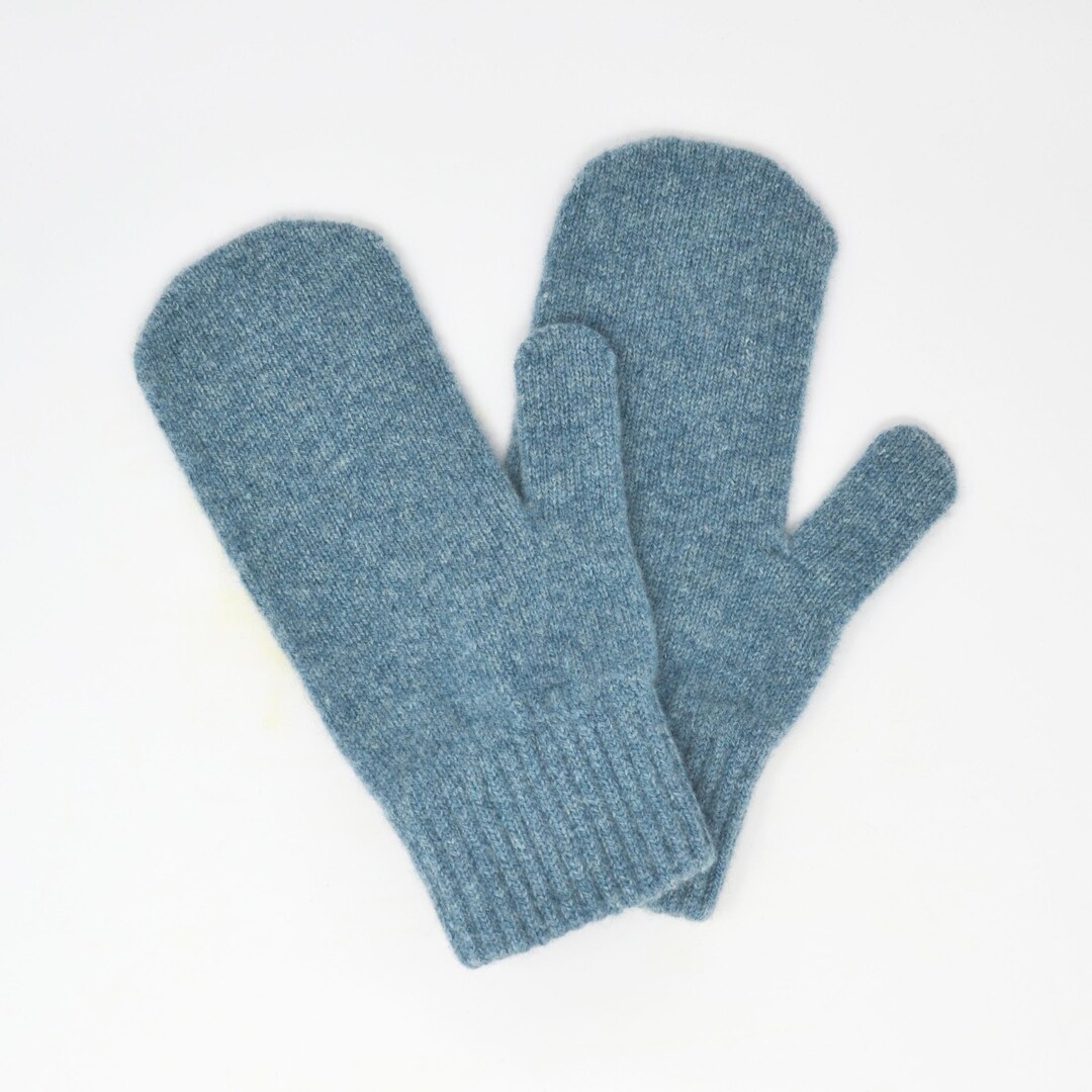 Lichen Blue Lambswool Mittens - Etsy