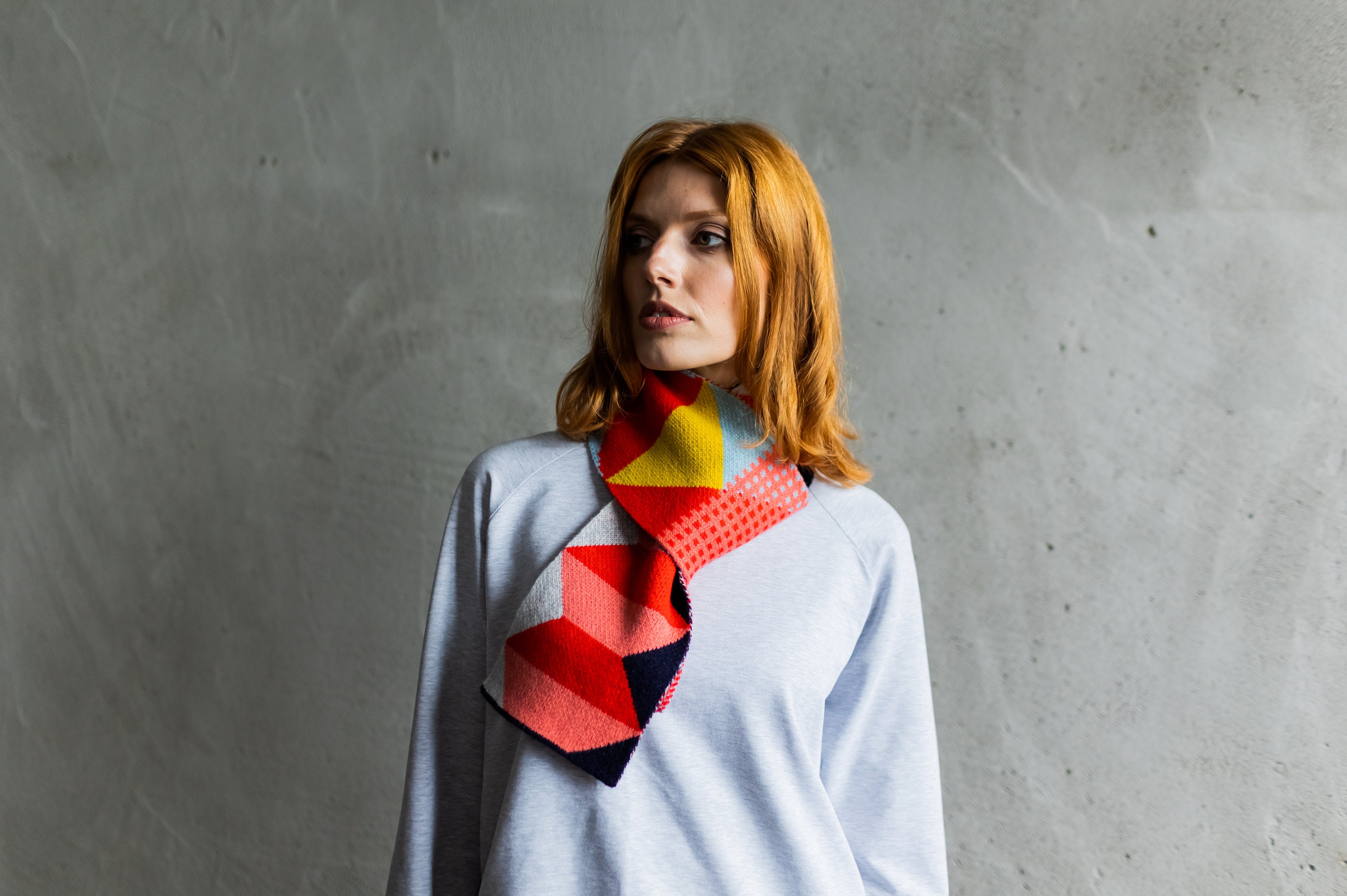 Red Lambswool Scarf Geometric Style, Red Scarf, Woollen Scarf - Etsy