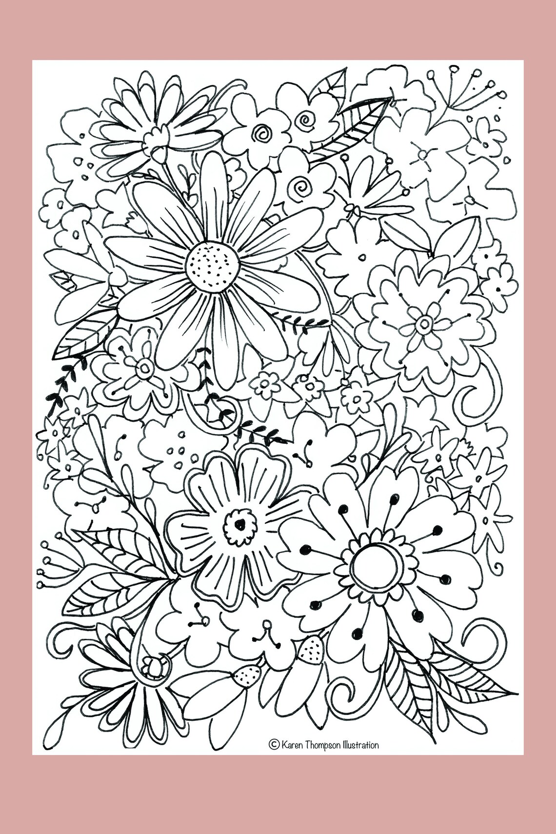 Printable Colouring Sheets, Flowers X 5 - Etsy