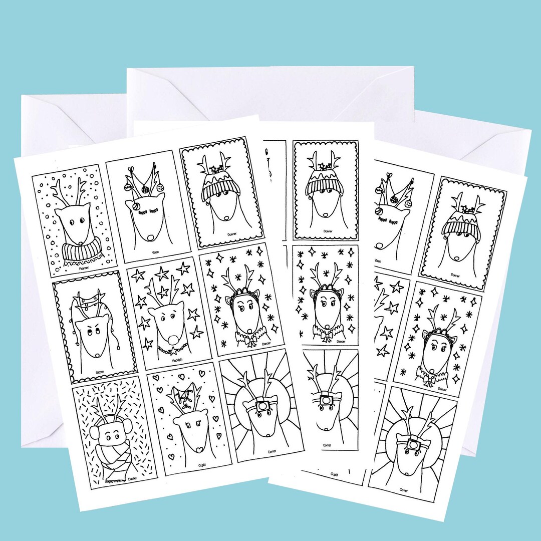 Colour in Large Christmas Cards Pack of 3 A5 With Envelopes - Etsy