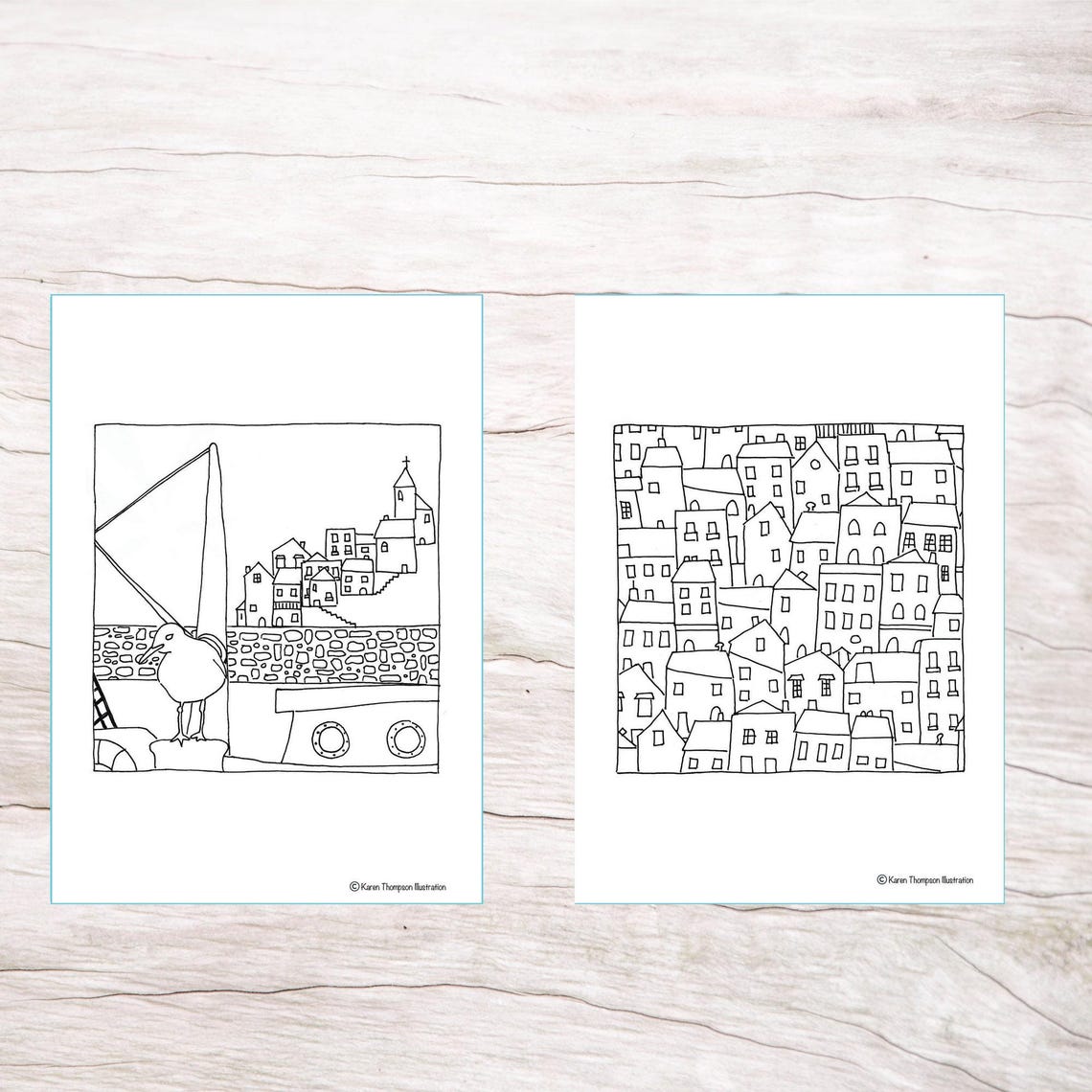 Printable Easy Colouring Sheets Coastal Harbour Scenes X 5 - Etsy