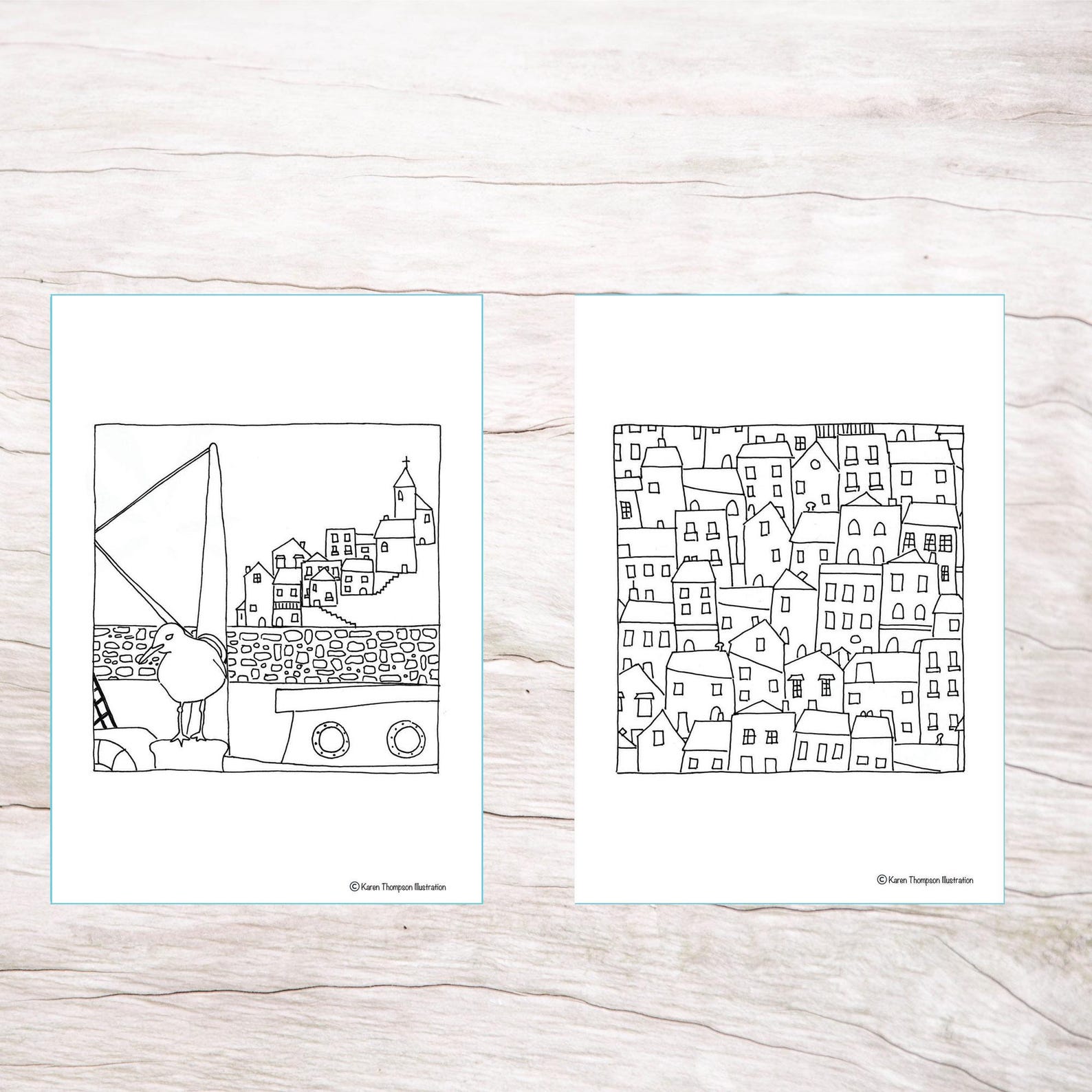 Printable Easy Colouring Sheets Coastal Harbour Scenes X 5 - Etsy