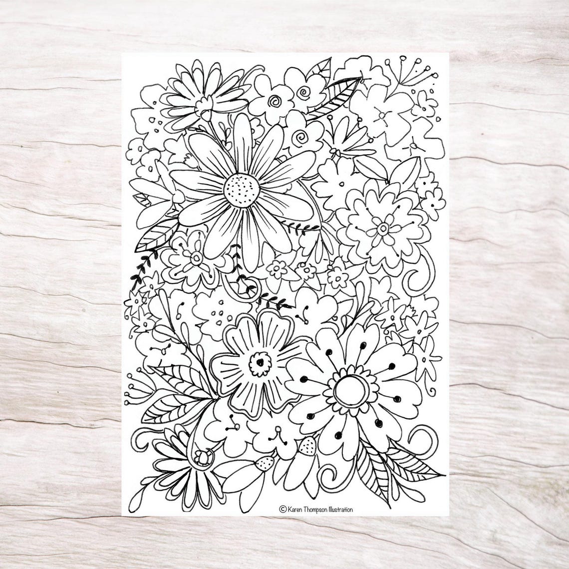 Printable Colouring Sheets, Flowers X 5 - Etsy