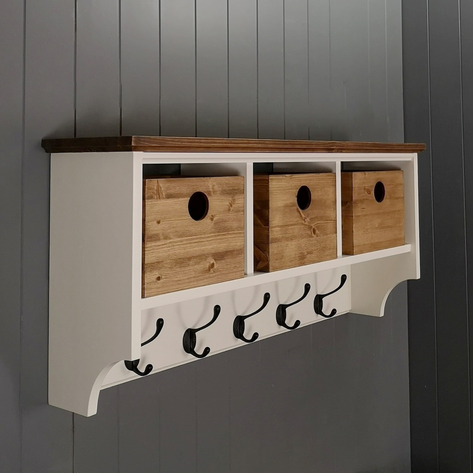 Hat & Coat Rack With Shelf Including Handmade Storage Box - Etsy