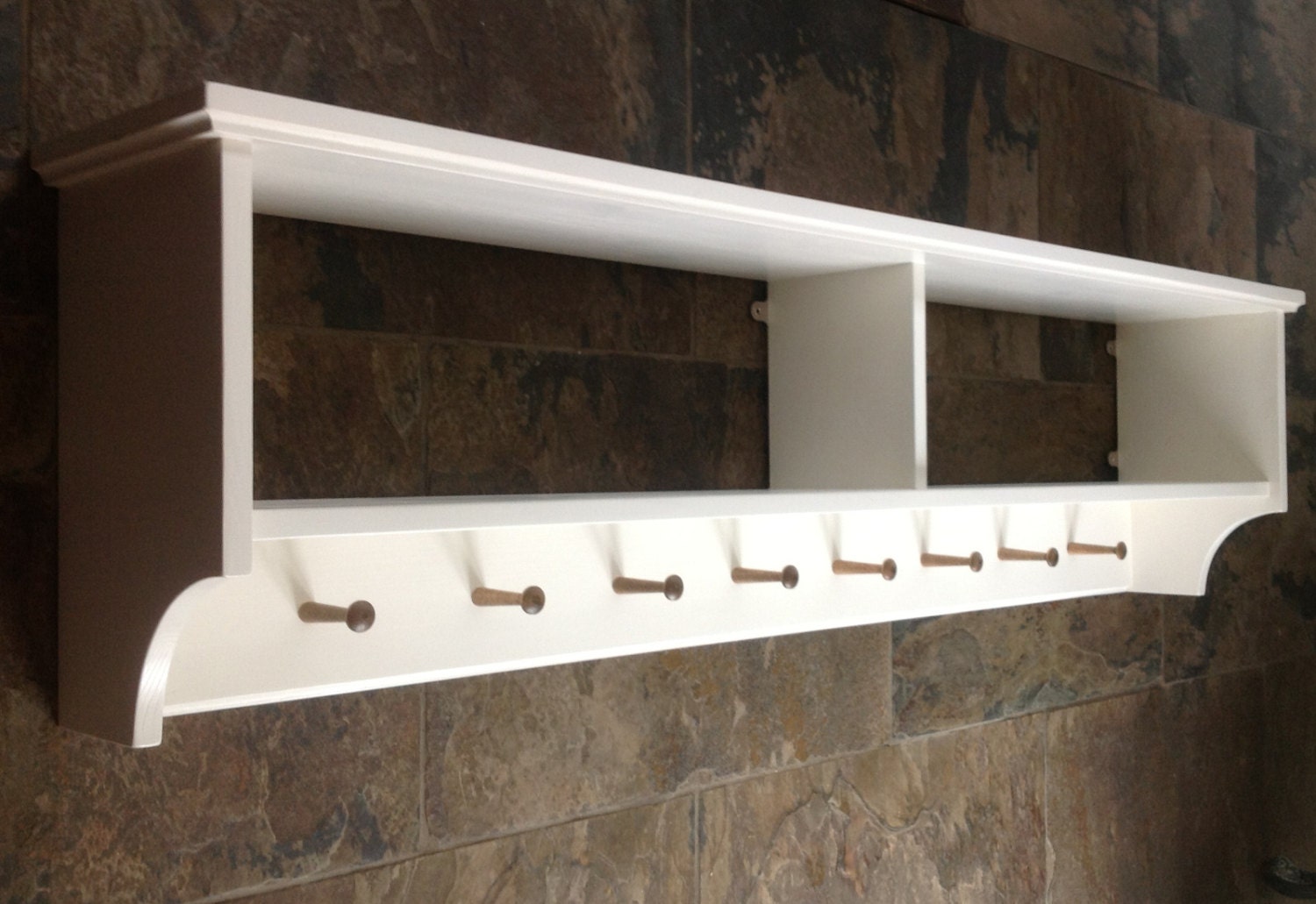 Wide painted hat & coat rack with shelf. Wall mounted solid | Etsy