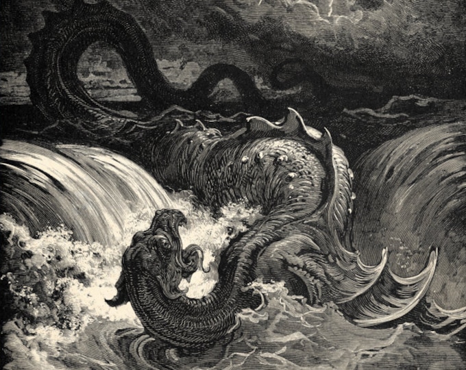 Gustave Dore's Destruction of Leviathan Vintage Religious Art Antique ...