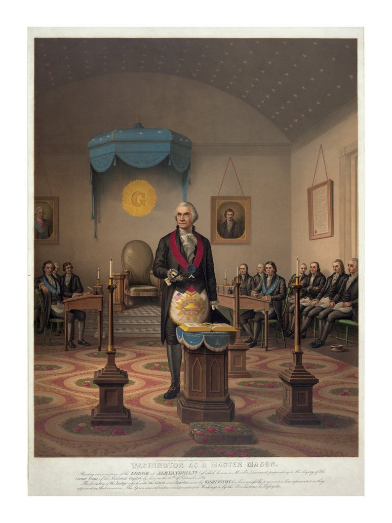 George Washington as a Master Mason Vintage Masonic Art Old Maps and ...