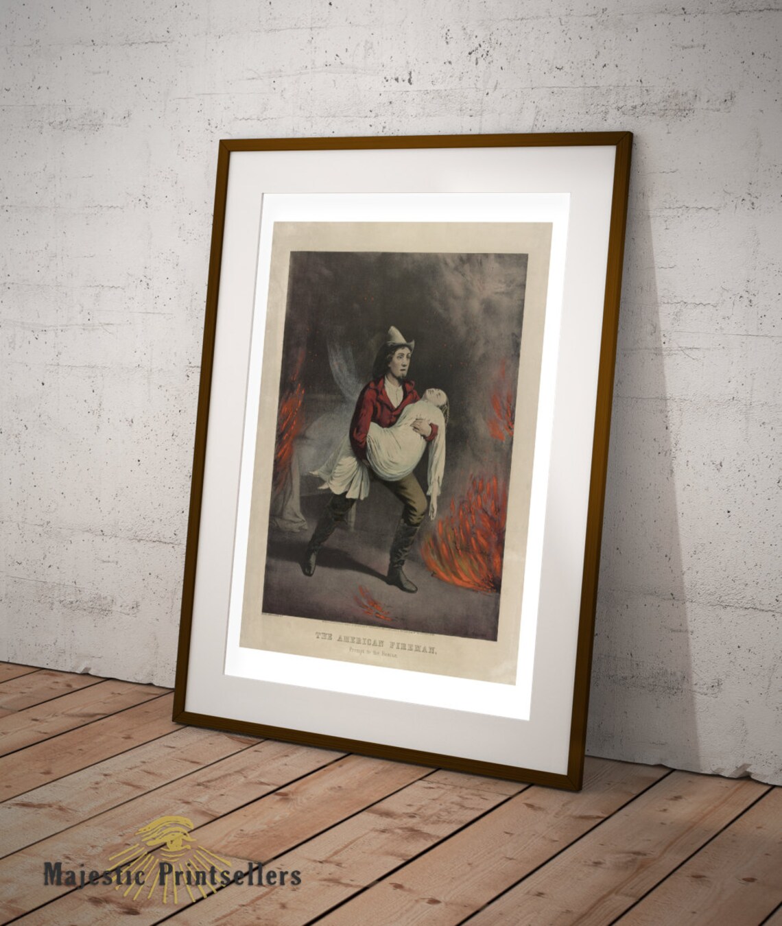 American Fireman Prompt to the Rescue Vintage Art Print Currier & Ives ...