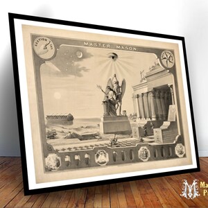 Master Mason Vintage Art Print - Masonic Symbols - Masonry Home Decor ...