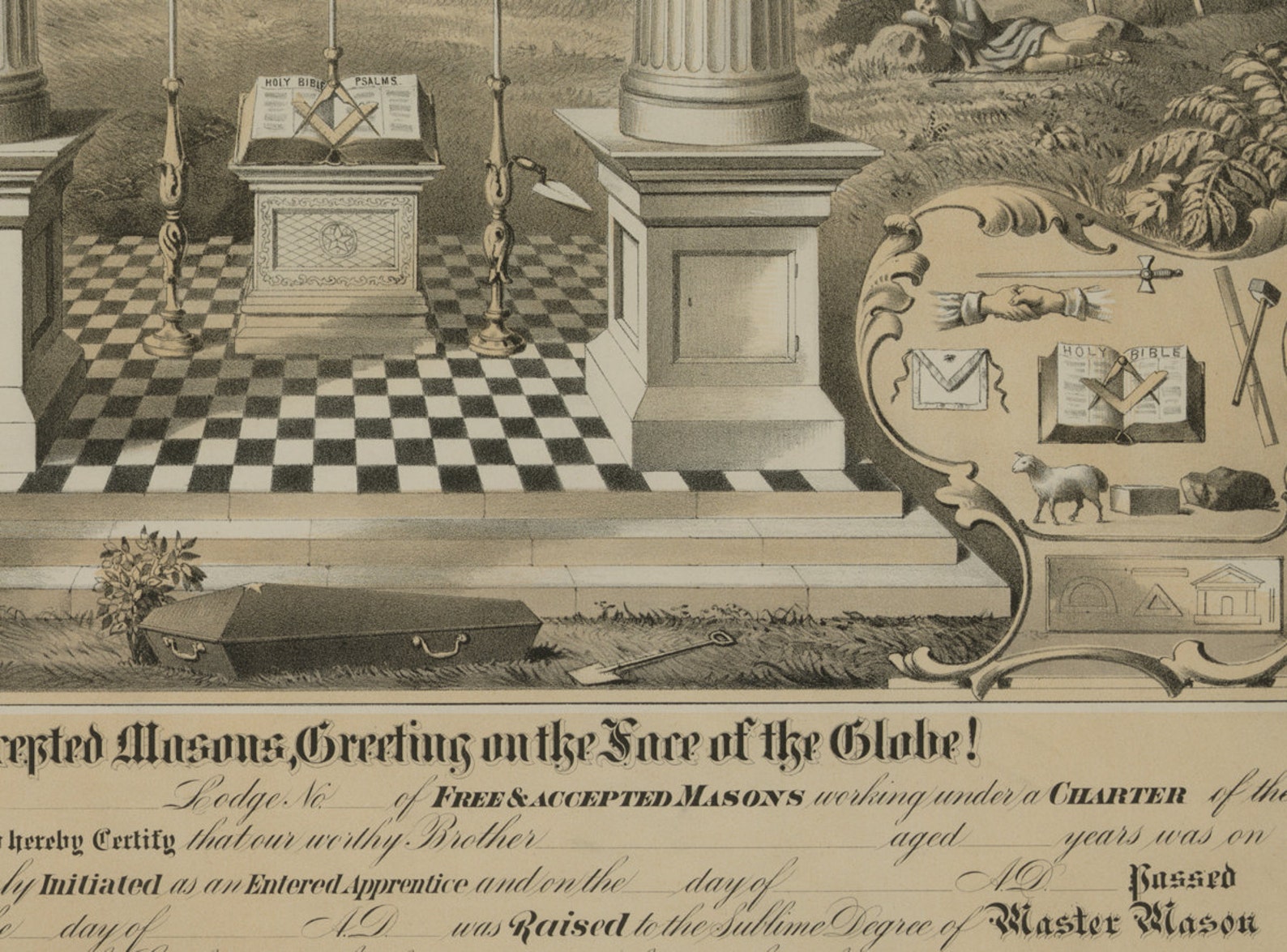 Master Masons Diploma Vintage Wall Art Print Masonic Gift - Etsy