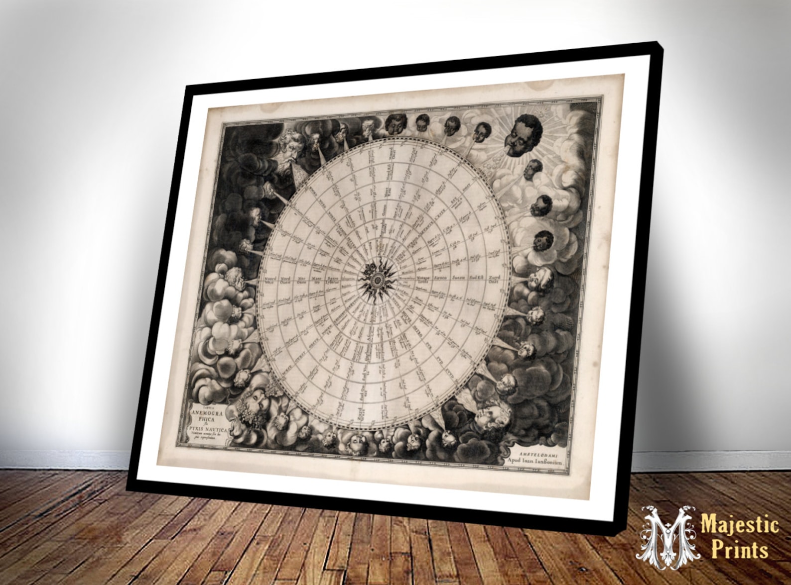 Map of the Winds Compass Rose Chart Vintage Nautical Art - Etsy