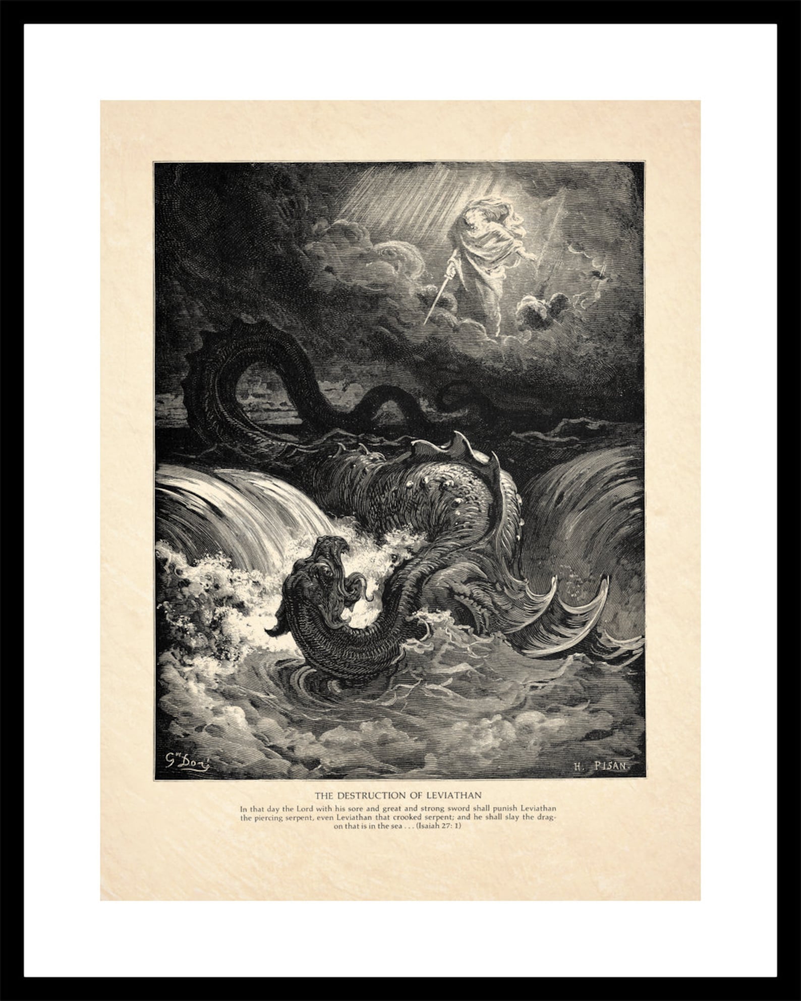 Destruction du Léviathan de Gustave Dore - Art religieux vintage - Art ...