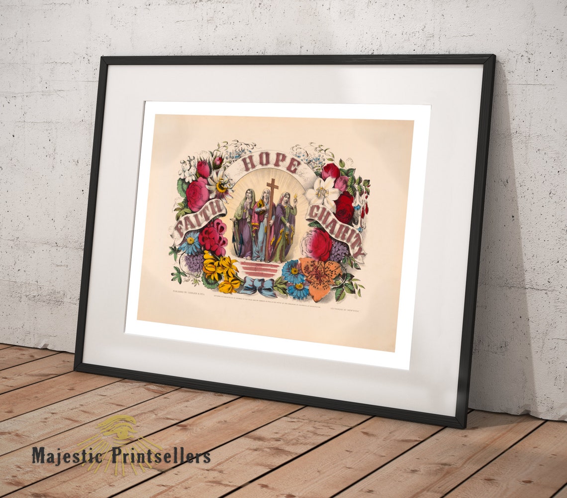 Faith Hope Charity Vintage Art Print Virtues and - Etsy