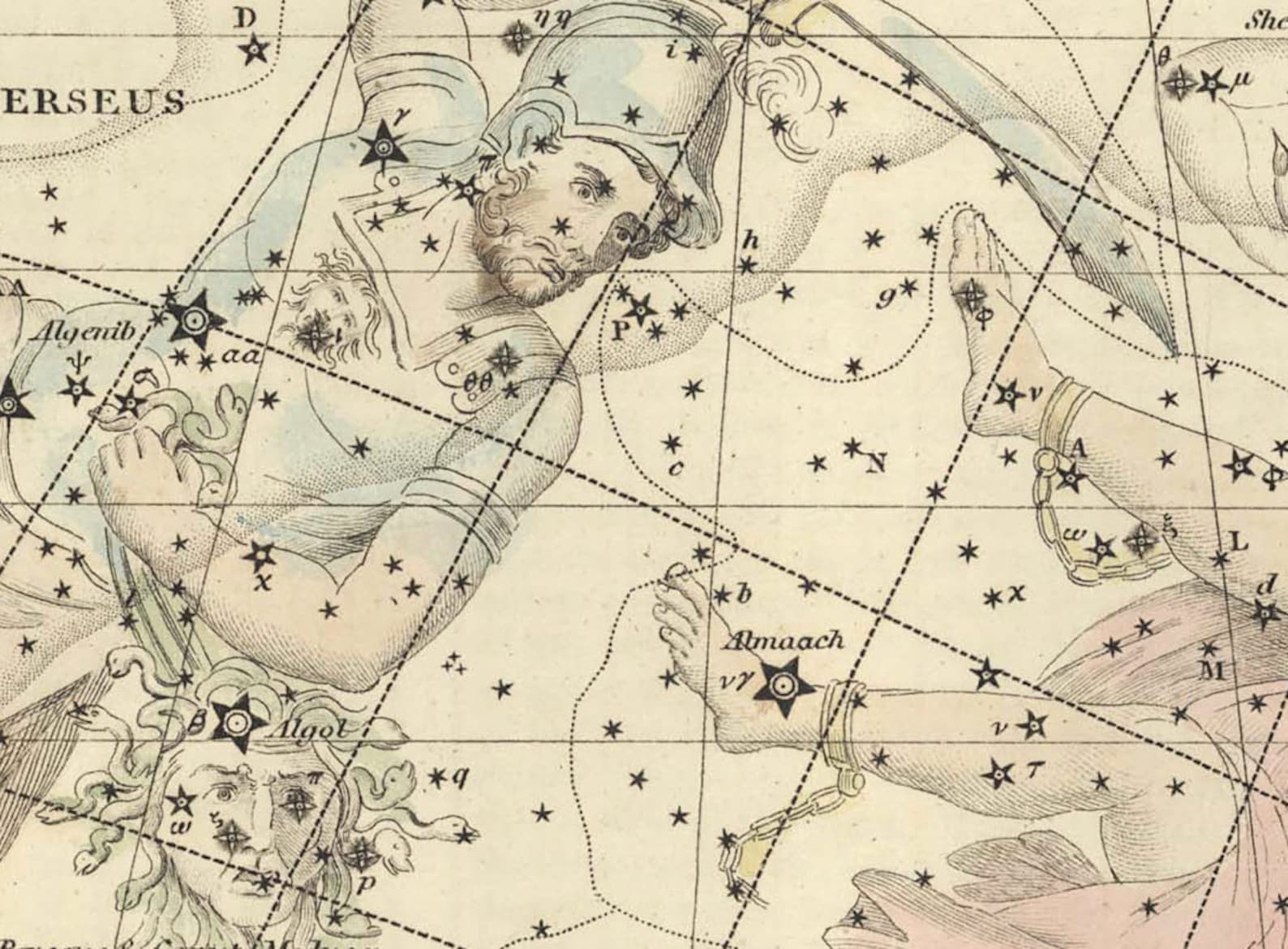 Vintage Perseus Andromeda Constellation Celestial Map Astronomy Gift ...