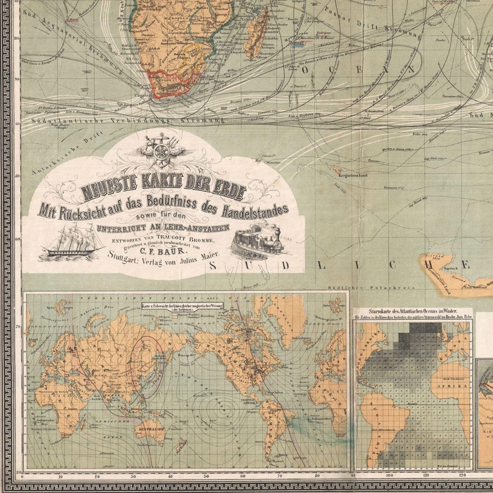 Map of the World - Antique World Map - Vintage Art Print - Wall Decor ...