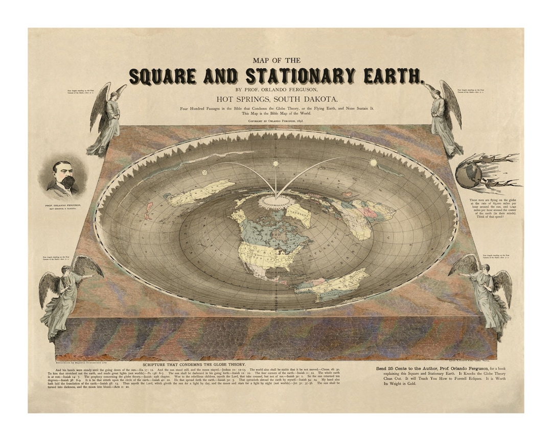 Flat Earth - Map of the Square and Stationary Earth - Old Maps and ...
